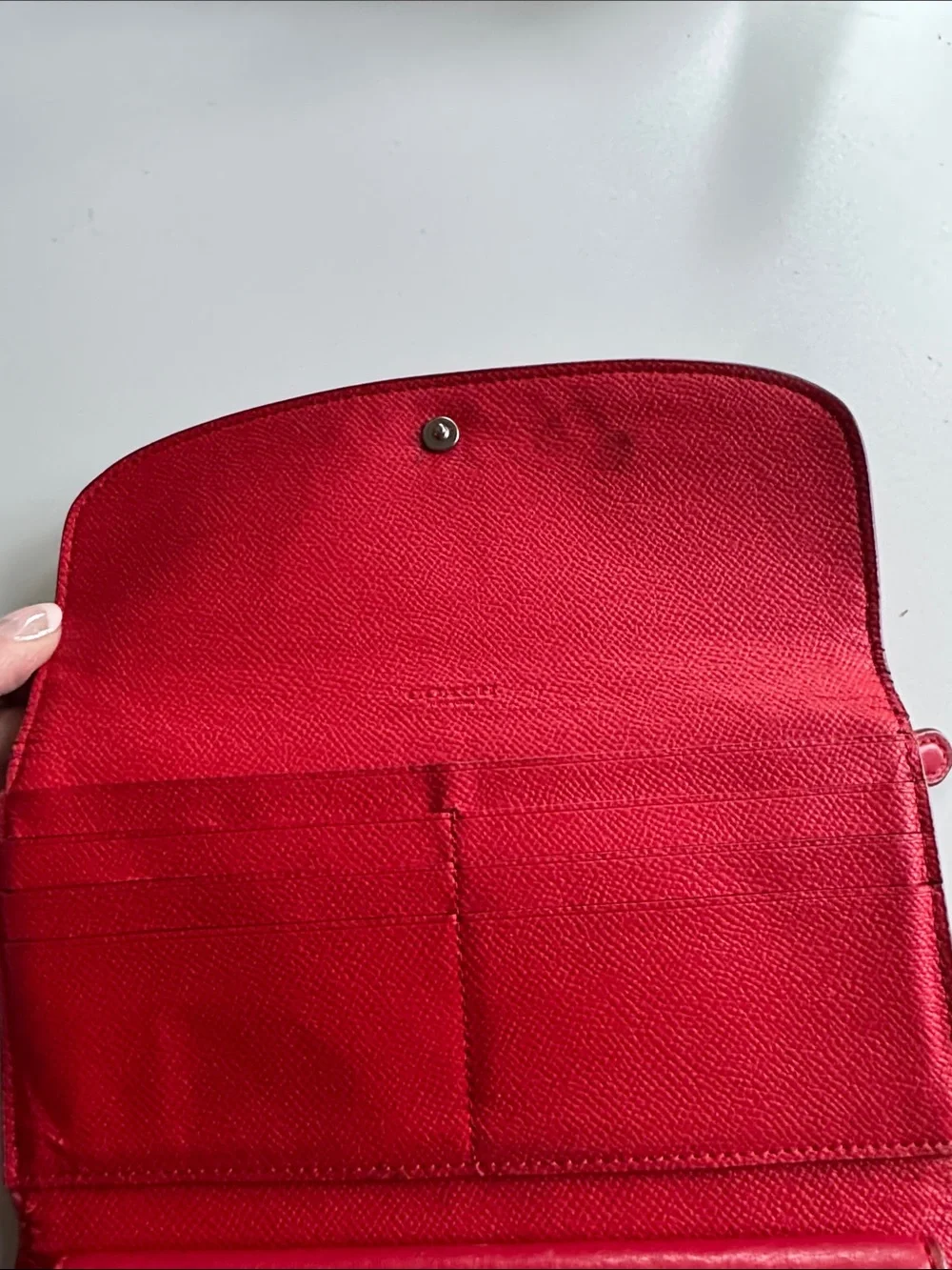 Coach | Bags | Coach F56488 True Red Pebble Leather 2 Piece Snap ...